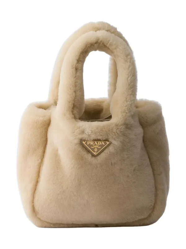 Prada Shearling Mini Handbag - Ecru
