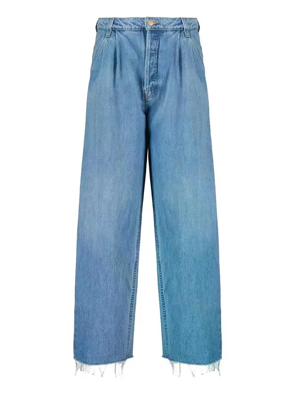 MOTHER Double Pleat Frayed Jeans - Blue