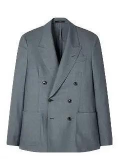 Paul Smith A Suit To Travel In Marl Double-breasted Wool Blazer - Blue