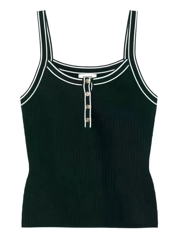 Sandro Stripe-trim Top - Green