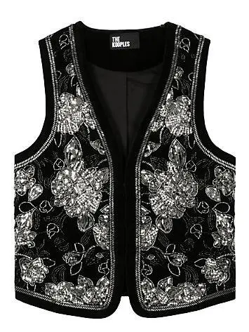 The Kooples Cotton Gilet - Black-antic Silver