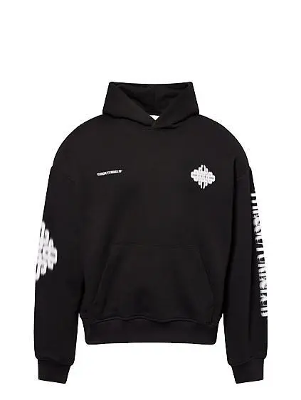 THE COUTURE CLUB Motion Blurred-emblem Cotton-jersey Hoodie - Black