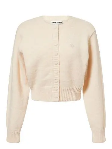 THE COUTURE CLUB Emblem Embroidered Cropped Knitted Cardigan - Buttermilk