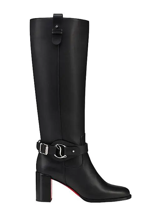 CHRISTIAN LOUBOUTIN Dianouchette Botta 70 Leather Heeled Boots - Black/black Lucido