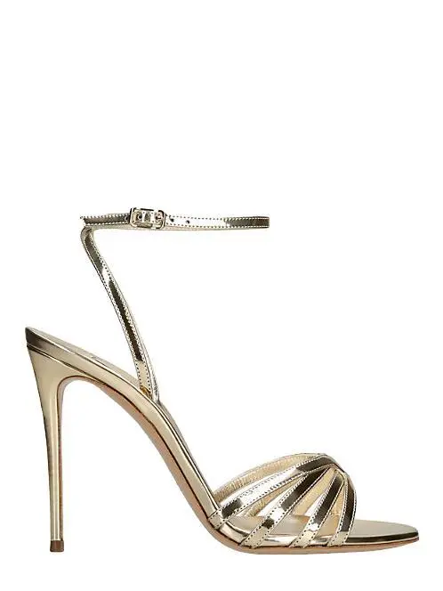 Casadei Julia 100 Patent-leather Heeled Sandals - Gold