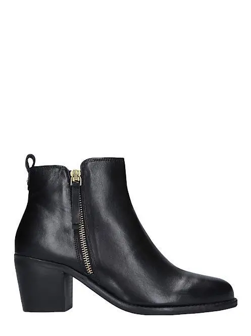 Carvela Secil Wide-fit Leather Heeled Ankle Boots - Black