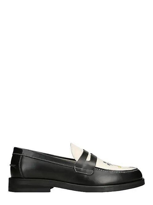 DUKE + DEXTER Disney Mickey Mouse Wilde Kiss Leather Loafers - Blk/white