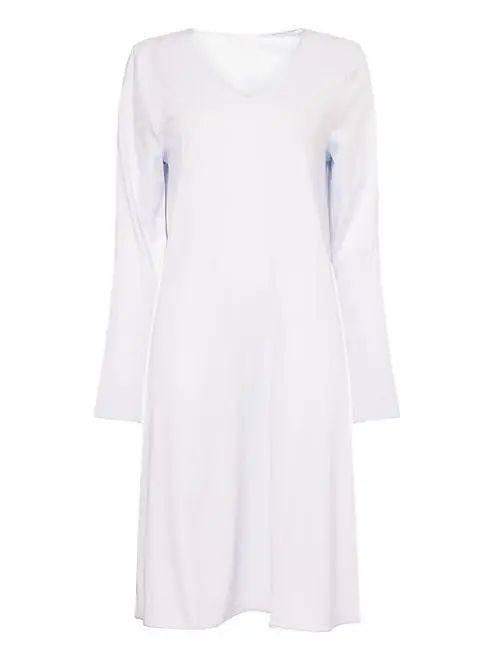 Hanro V-neck Long-sleeve Cotton-blend Nightdress - Powder Blue
