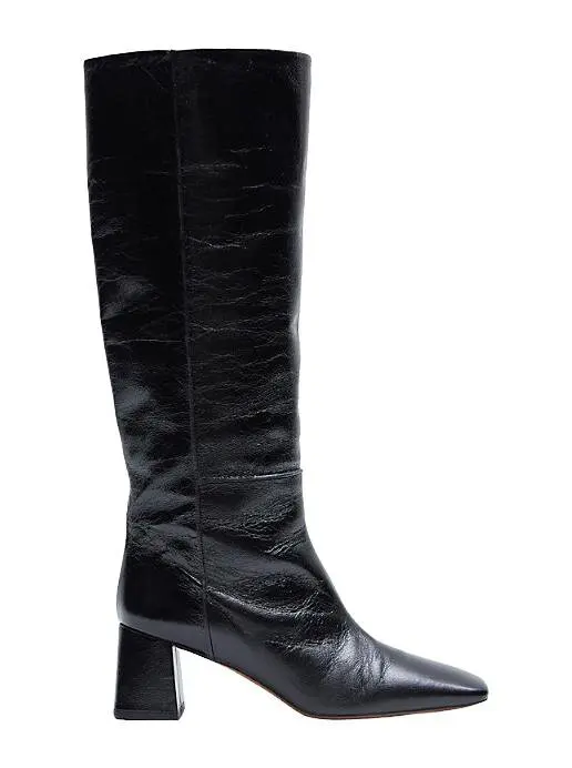 JOSEPH Leather Heeled Knee-high Boots - Black