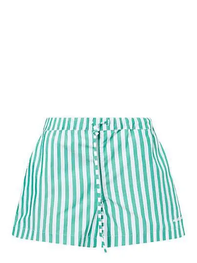 Hunza G Striped Cotton-poplin Shorts With Embroidery - Emerald Cabana Stripe