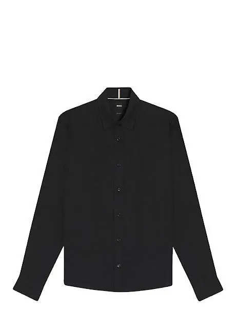BOSS Kent-collar Slim-fit Cotton-blend Shirt - Black