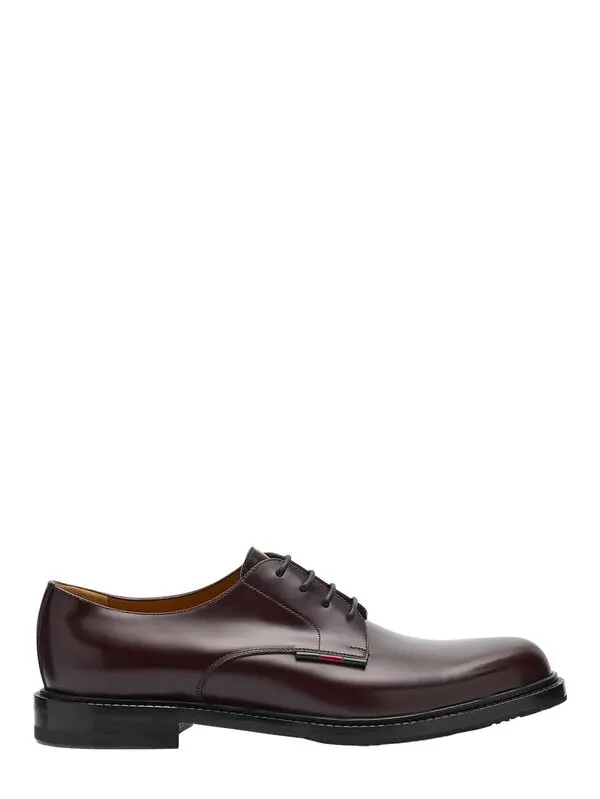 Gucci William Leather Derby Shoes - Red Amaran