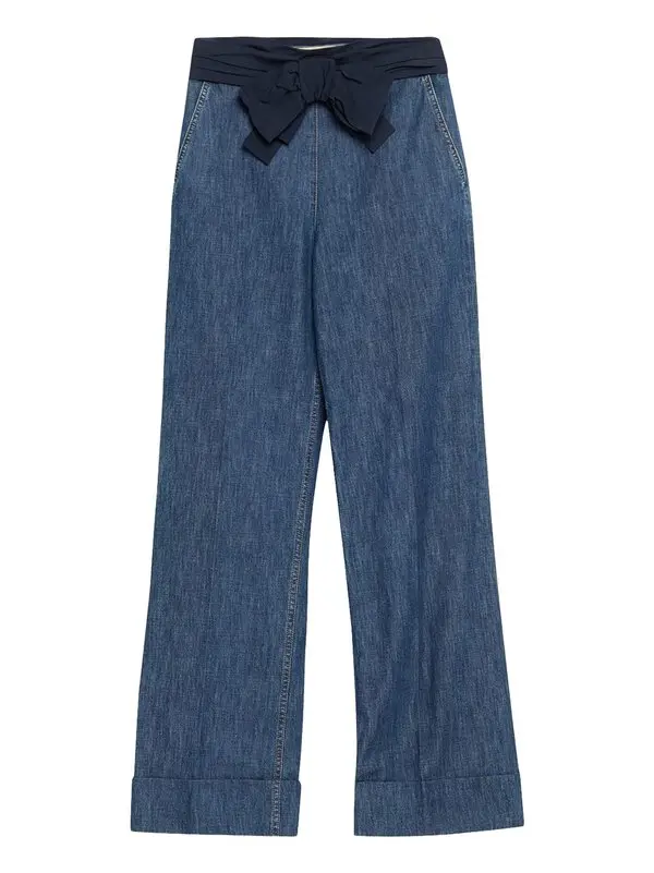 Valentino Garavani Chambray Pants With Bow - Denim