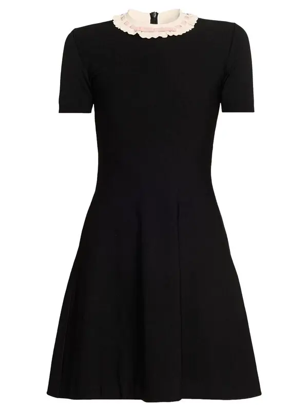 Valentino Garavani Ribbon Ruffle-trim Knit Mini Dress - Light Haze