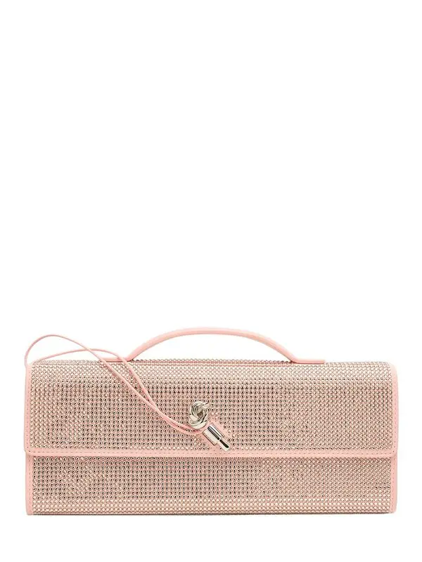 Bottega Veneta Andiamo Crystal Leather Clutch - Rose