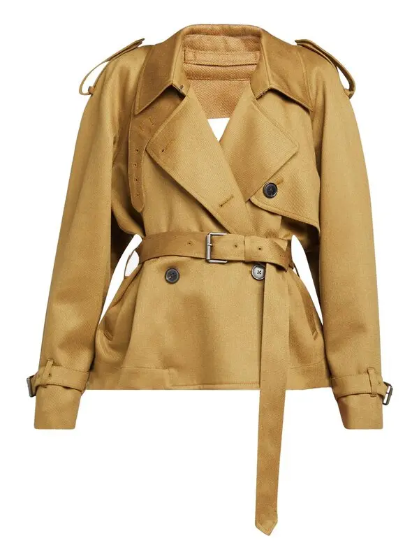 Dries Van Noten Ristos Belted Short Trench Coat - Beige