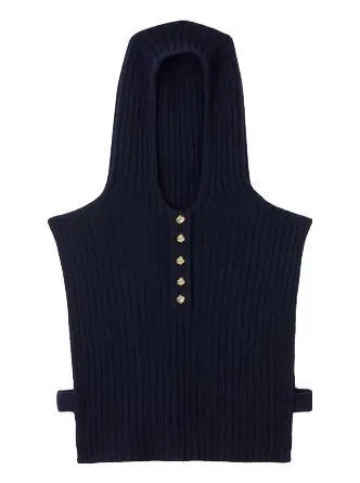 Sandro Wool Hooded Knit Collar - Blue / Navy