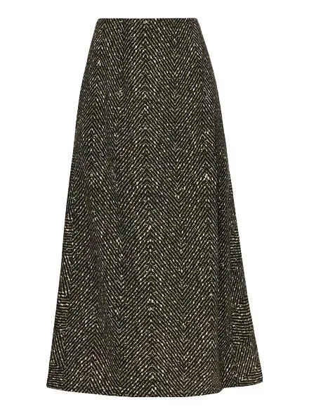 Oscar De La Renta Chevron Virgin Wool Skirt - Red