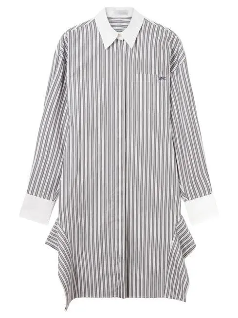 Stella McCartney Long-sleeve Pinstripe Shirt Dress - White