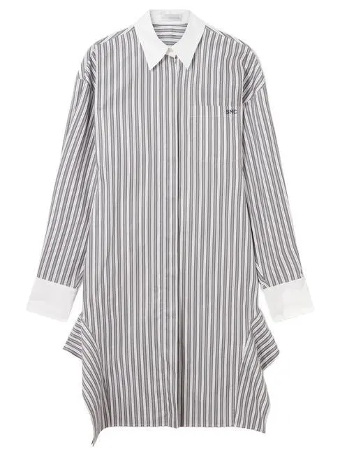 Stella McCartney Long-sleeve Pinstripe Shirt Dress - White