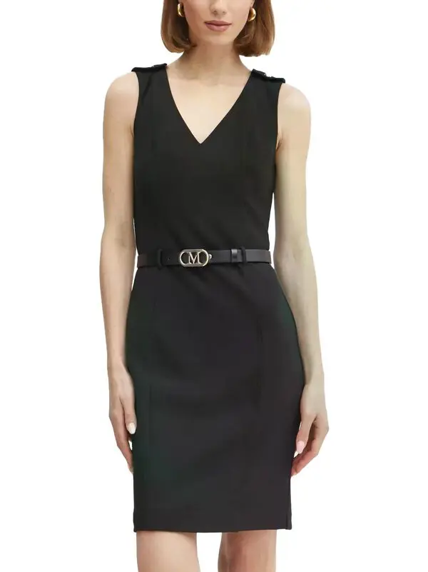 MARCIANO Button-detail V-neck Midi Dress - Black