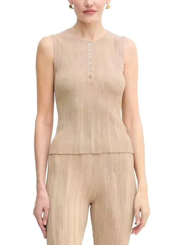 MARCIANO Buttoned Ribbed Tank Top - Neutrals