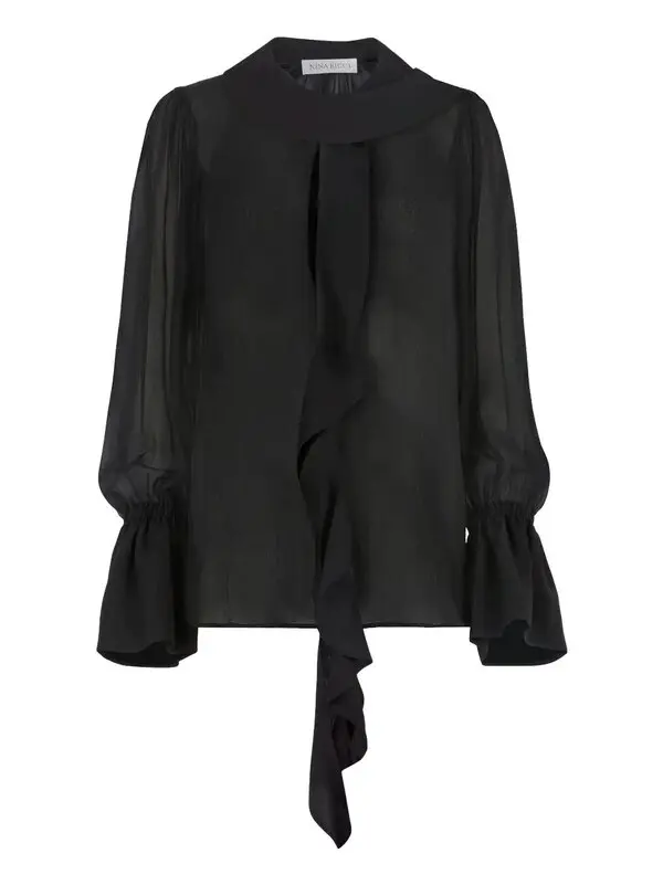 Nina Ricci Lavalliere Ruffled Shirt - Black
