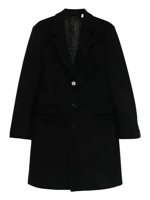 Burberry Single-breasted Wool Coat - A1189 Black