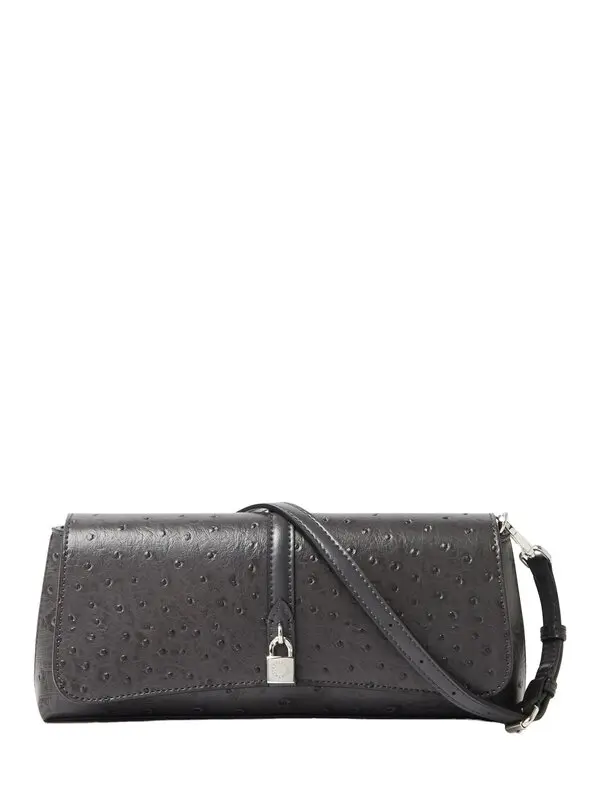 Stella McCartney Ryder Ostrich Pochette Shoulder Bag - Slate