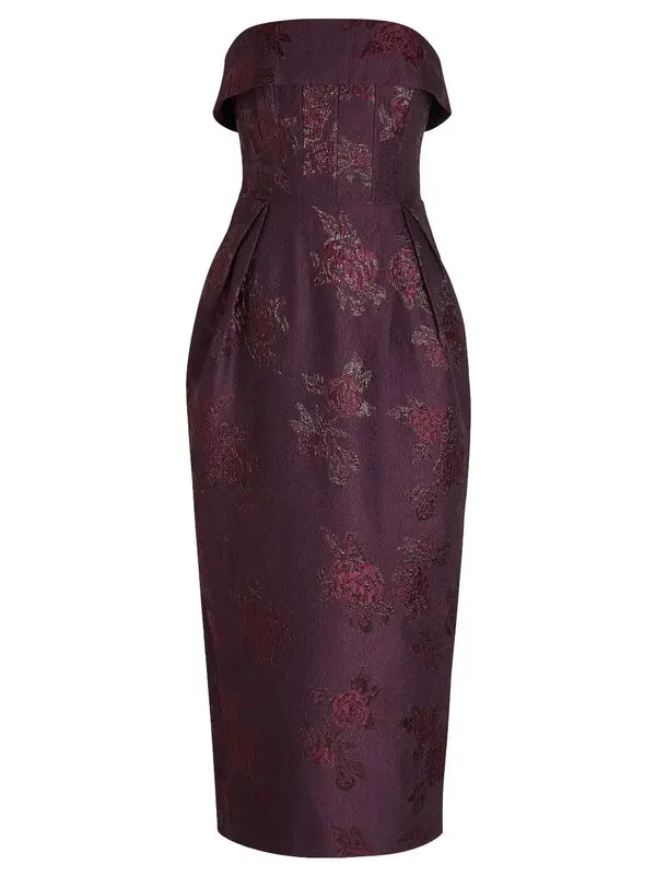 Rebecca Vallance Afina Floral-brocade Cloqué Midi Dress - Purple
