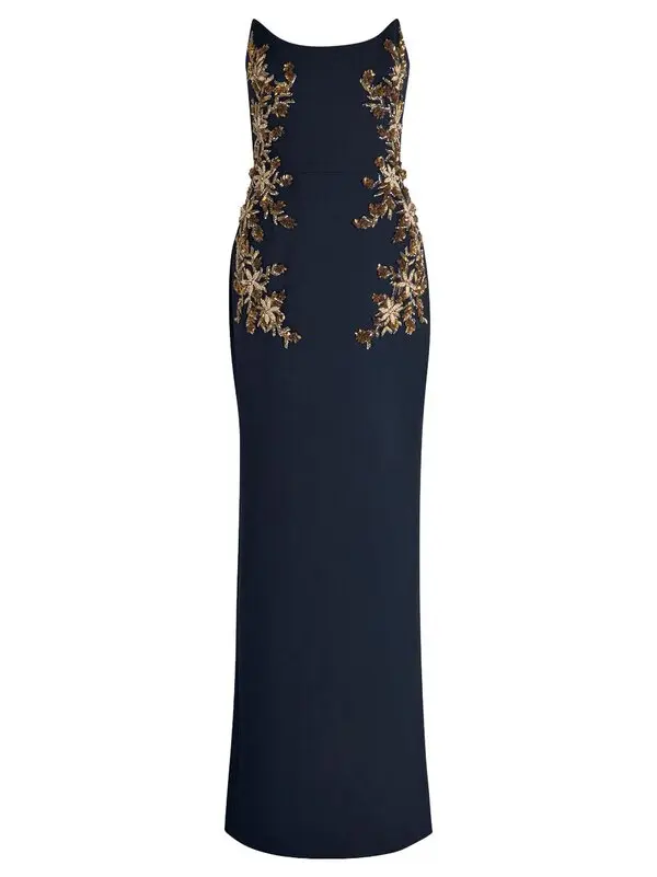 Rebecca Vallance Orla Embellished Crepe Gown - Navy