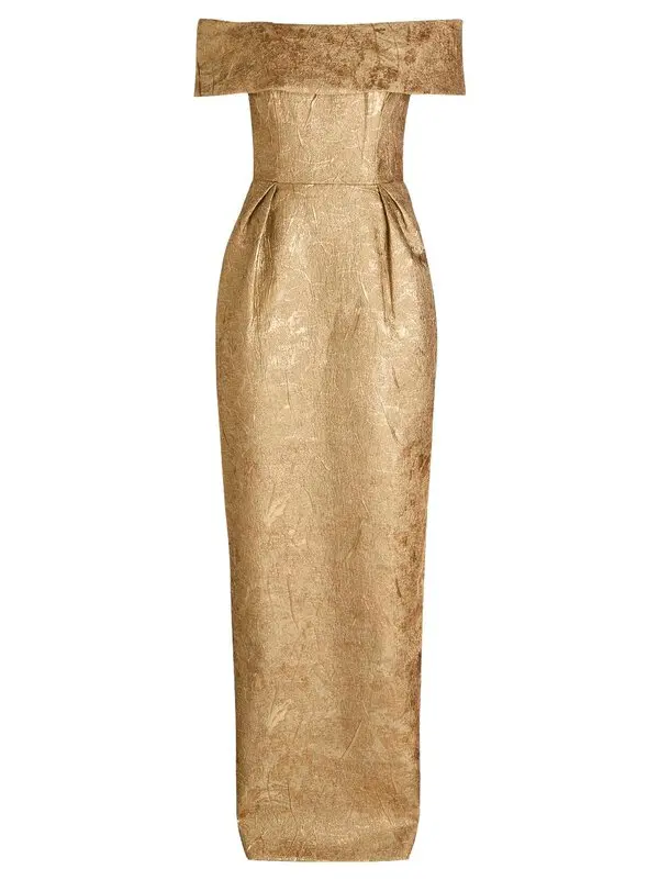Rebecca Vallance Solana Brocade Woven Gown - Gold