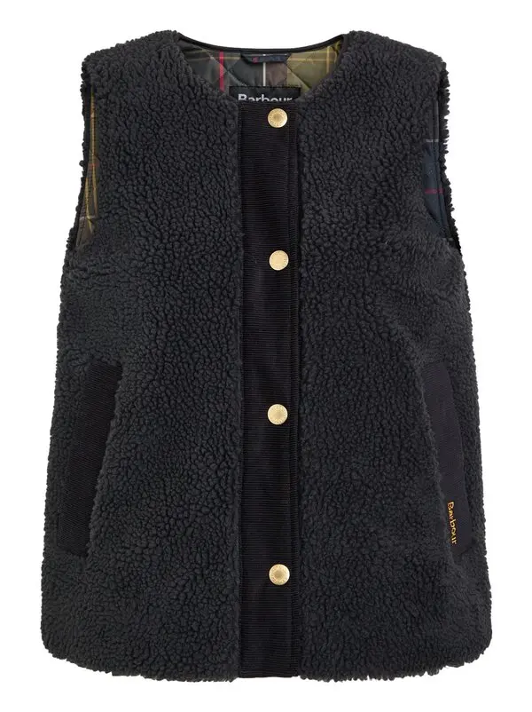 Barbour Dulsie Corduroy-trim Fleece Gilet - Black