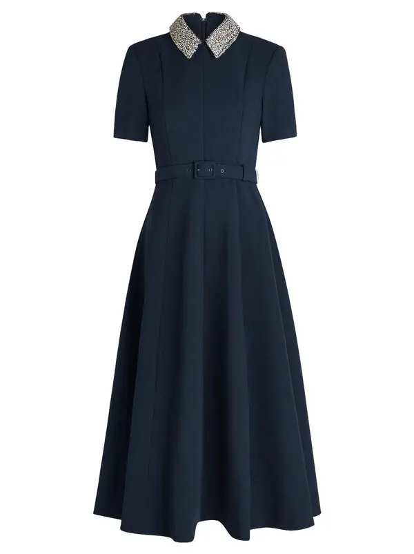 Rebecca Vallance Xena Crystal-embellished Crepe Midi Dress - Navy