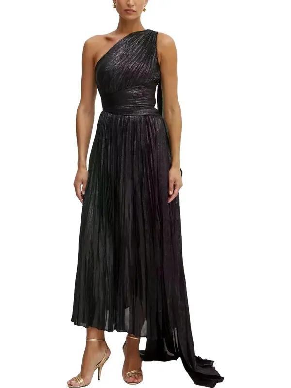 MARCIANO One-shoulder Pleated Midi Dress - Black