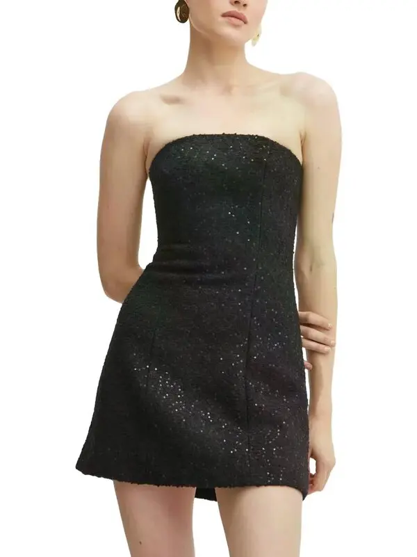 MARCIANO Sequin-embellished Strapless Mini Dress - Black