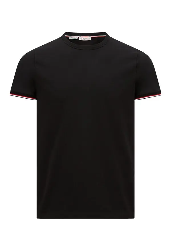 Moncler Tricolor-trimmed Cotton T-shirt - Black