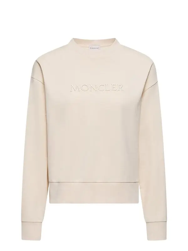 Moncler Embroidered Logo Cotton Sweatshirt - White