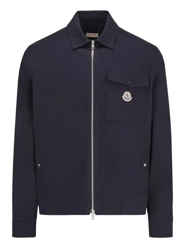 Moncler Cotton Blend Gabardine Shirt Jacket - Blue