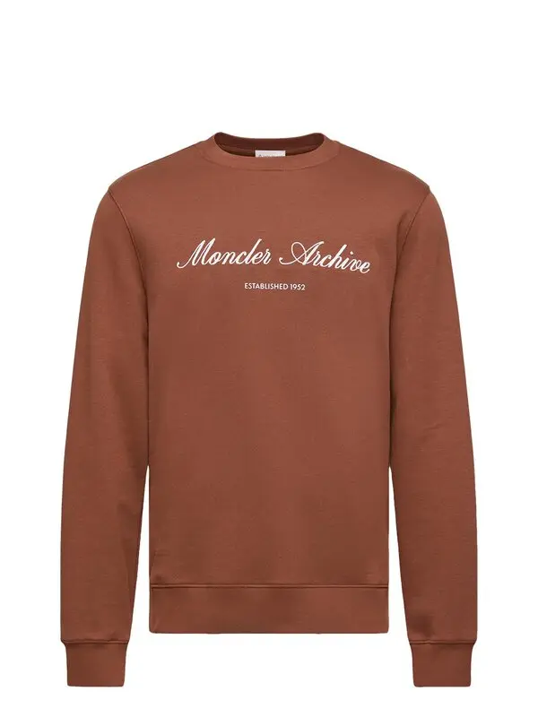 Moncler Cotton Blend Logo Sweatshirt - Brown