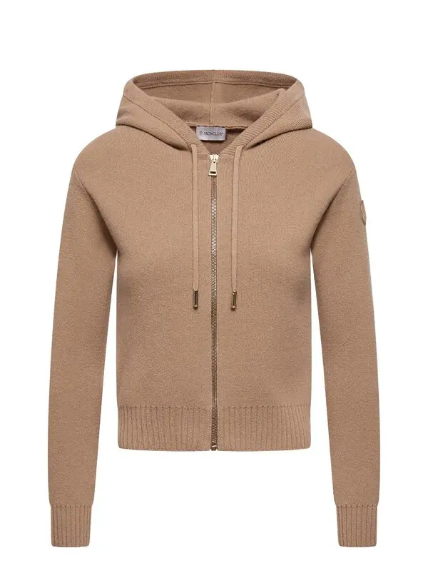 Moncler Cashmere And Wool Zip-up Hoodie - Beige