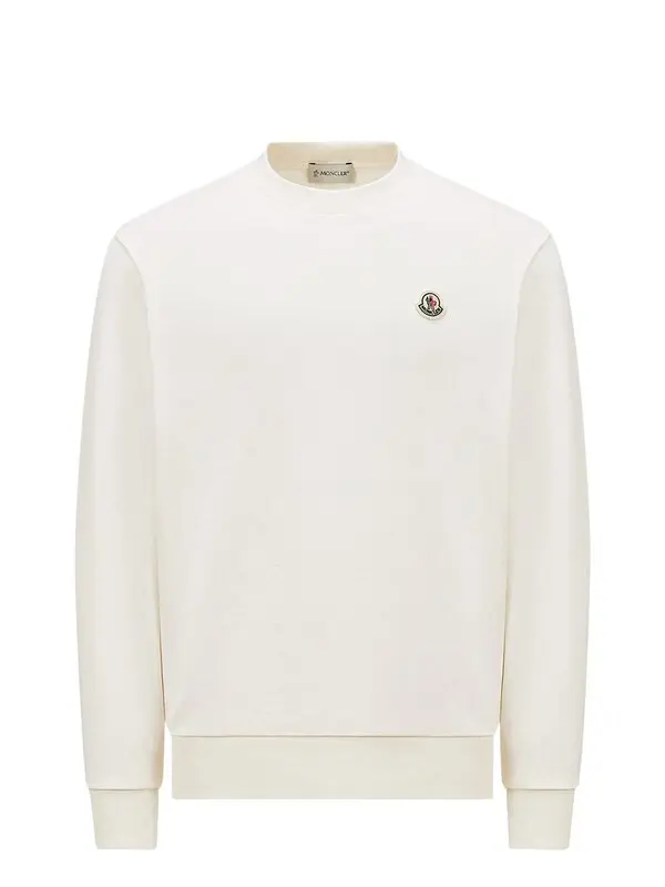 Moncler Cotton Sweatshirt With Logo Patch - White