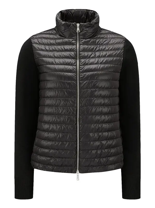 Moncler Padded Wool Zip-up Cardigan - Black