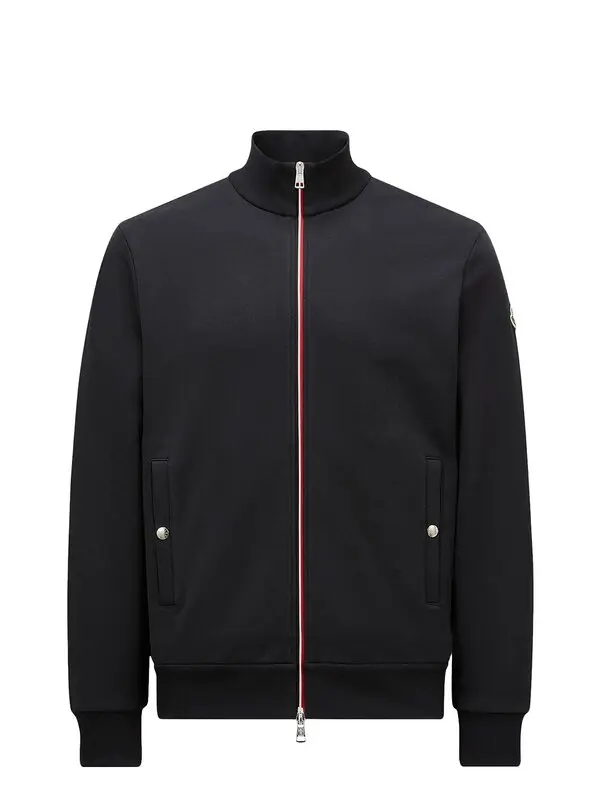 Moncler Tricolor-trimmed Cotton Zip-up Sweatshirt - Blue
