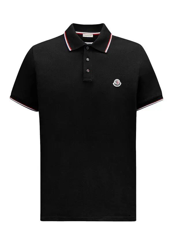 Moncler Tricolor-trimmed Cotton Piquet Polo Shirt - Black