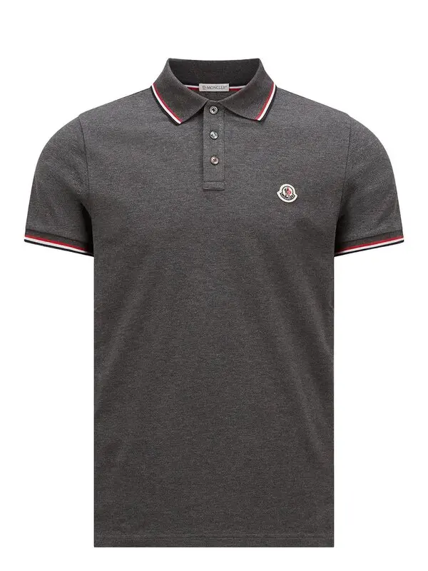 Moncler Tricolor-trimmed Cotton Piquet Polo Shirt - Grey
