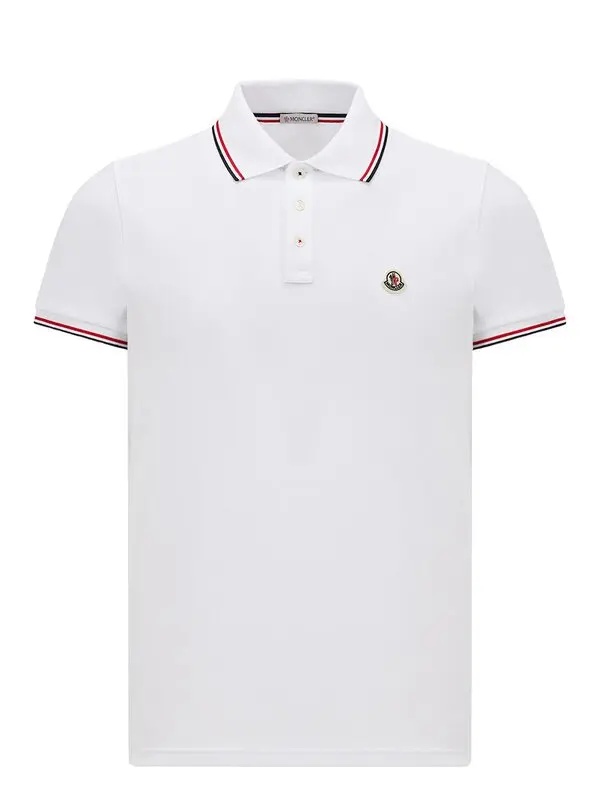 Moncler Tricolor-trimmed Cotton Piquet Polo Shirt - White