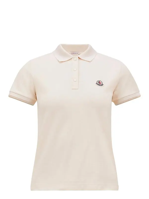 Moncler Logo Cotton Pique Polo Shirt - White