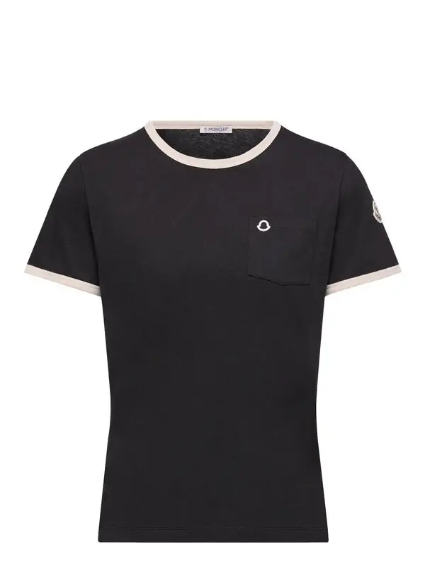 Moncler Embroidered Logo Cotton T-shirt - Black