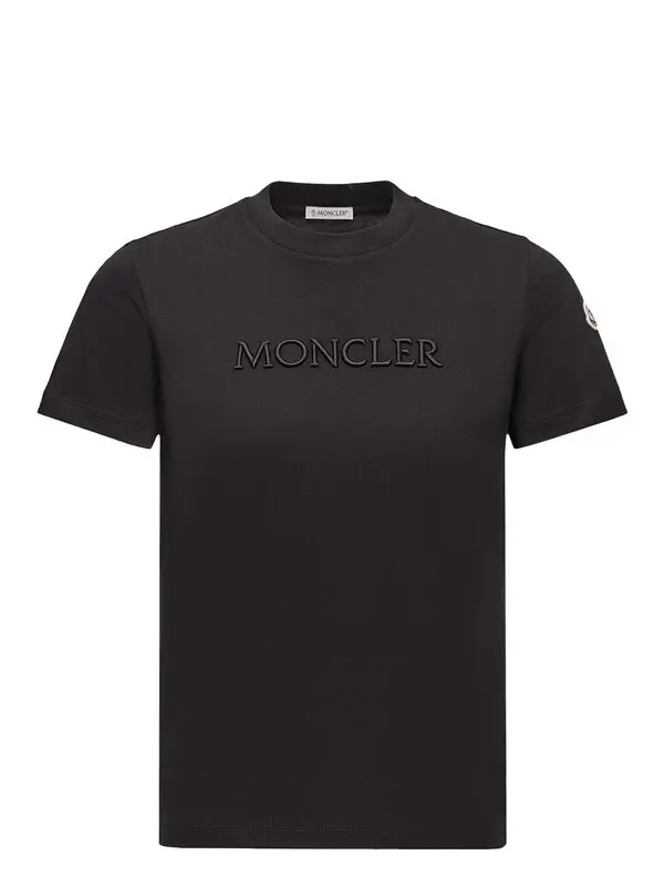 Moncler Embroidered Cotton T-shirt - Black